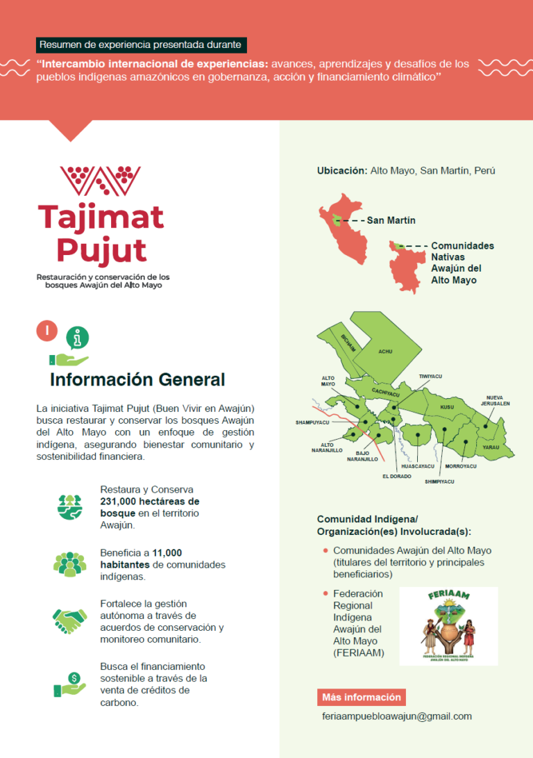 Ficha Tajimat Pujut: restauración y conservación de los bosques Awajún ...